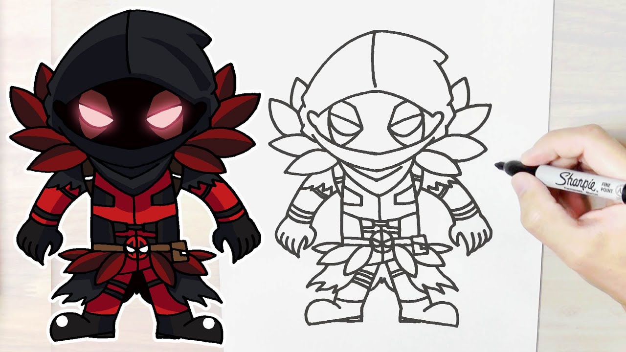 Ravenpool cartoon art lesson | How to draw Fortnite characters │ フォート ...